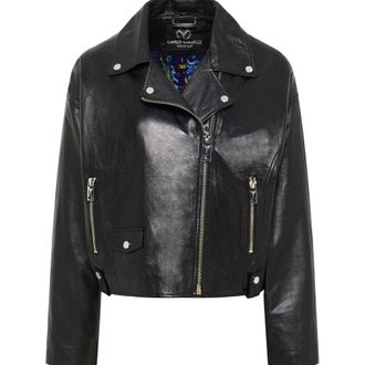 Carlo Colucci Femme, Vestes, Noir, Taille: 44 FR Veste de motard oversize en cuir