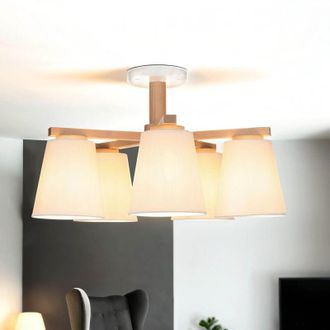 Licht-Erlebnisse Licht-erlebnisse - Deckenlampe Weiß Holz Stoff Skandinavisch 3x E27 Wohnzimmer