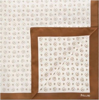 Pollini Femme, Accessoires, Beige, Taille: ONE Size Foulard in raso Heritage Logo Classic 68X68