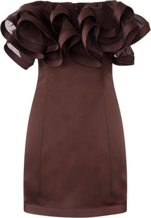 Elisabetta Franchi Femme, Robes, Brun, Taille: 42 FR Mini-robe Duchesse avec maxi volant