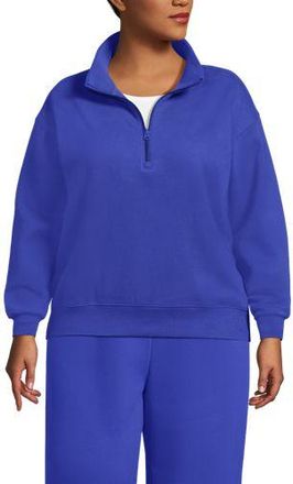 Lands End Serious Sweats Pullover mit Rei&szlig;verschluss, Damen, Gr&ouml;&szlig;e:48-50 plus, Blau, Baumwoll-Mischung/Polyester-Mischung, by Lands End