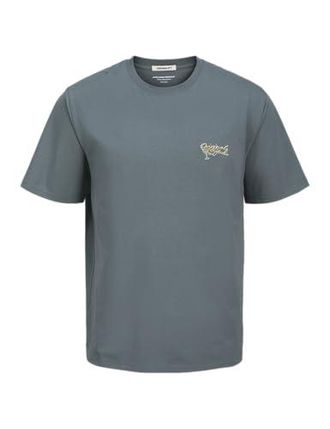 Jack & Jones Joralmeria Chain Stitch T-Shirt &agrave; col Rond pour Homme, temp&ecirc;te, M