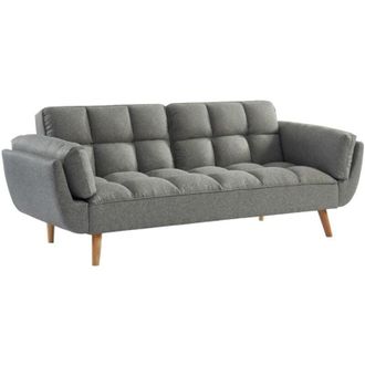 Vente-Unique Vente-unique - Canap&eacute; 3 places convertible clic-clac en tissu gris chin&eacute; loeline