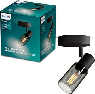 Philips Palms LED 1er Spotleuchte, E14 Lampe nicht enthalten, Schwarz, IP20