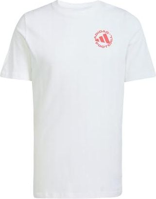adidas Mens T-Shirt Football Sticker Graphic, White, M