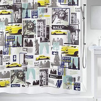 Spirella 10.19024 Textil-Duschvorhang Big Apple, Duschvorhang, Stoff, Multicolor, 180 x 200 cm