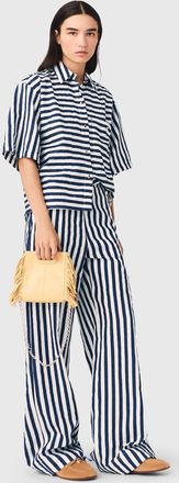 Maje Kurzes Hemd Aus Leinenmischung - Wei&szlig;/blau - Maje