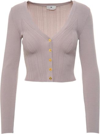 Elisabetta Franchi Femme, Pulls, Rose, Taille: 40 FR Micro-Cardigan en viscose avec coeur