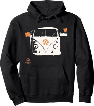 Volkswagen Typ 2 Camper Wei&szlig; Orange Duotone Art Pullover Hoodie
