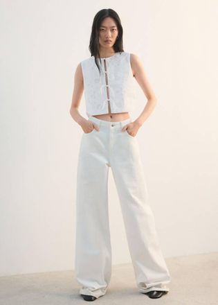 Mango Gilet brod&eacute; nauds blanc - Femme - XS - MANGO