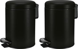 Kleine Wolke Kosmetikeimer One, Farbe: Schwarz, Material: Edelstahl/PP, Gr&ouml;&szlig;e: Eimer 3 Liter 16,8 cm x 25 cm (Packung mit 2)