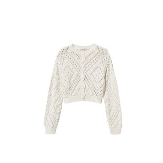 Twinset Femme, Pulls, Beige, Taille: 40 FR Cardigan en maille à motif diamant