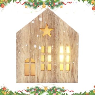 Generic Beleuchtete Hausdekoration Aus - Hausdekoration Mit Lichtern, Weihnachtliches Hängendes Holzhaus Mit LED-Lichtern | Hängender Tafelaufsatz, Ornamente 