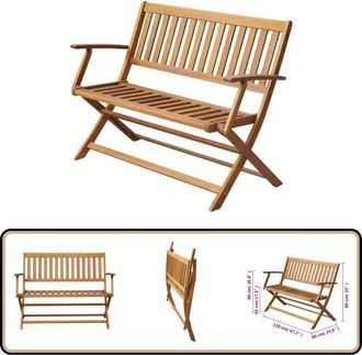 vidaXL Gartenbank 120 cm Massivholz Akazie - Holz Gartenbank - Akaziengartenbank - Klappbare Gartenbank - Gartenmöbel - Balkonmöbel