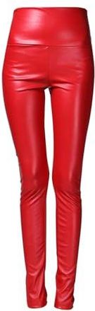 Generic Legging en cuir synth&eacute;tique pour femme - Legging doubl&eacute; aspect cuir - Pantalon de yoga taille haute - Pantalon extensible confortable - Pantalon verni