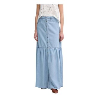 Gaud&igrave; Jupe Longue Boutonn&eacute;e - Femme - Jupes - Bleu - Taille: W26