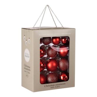 Mica Mica Decorations Weihnachtsbaumkugeln-Set - 26 St&uuml;ck - &Oslash;7 cm - Rot