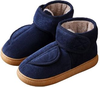 Generic Bottes de Neige Femme Hommes Hiver Chaude Peluche Fourr&eacute;s Chaussons Antid&eacute;rapant Pantoufles Bottines Chaussures &agrave; enfiler for Personnes &acirc;g&eacute;es Women Bl