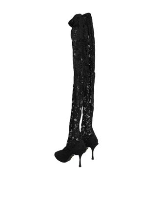 Dolce & Gabbana Womens Black Taormina Lace Socks Boots Pumps Shoes Elastane