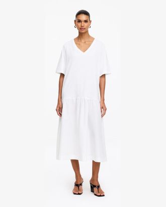 Arket Midikleid Mit V-Ausschnitt -Wei&szlig;
