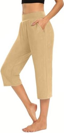 Generic Pantalon de pyjama femme 3/4 grandes tailles : leggings capri femmes avec poches pantalon de sommeil taille haute pantalon de yoga hiver capri pantalo