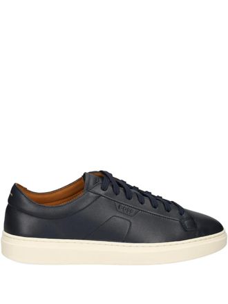 BOSS baskets en cuir &agrave; logo emboss&eacute; - Bleu