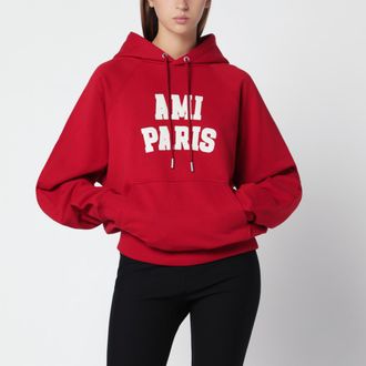 Ami Rotes Kapuzen-Sweatshirt mit Logo-Stickerei