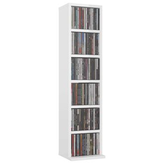 Generic CD Regal, St&auml;nder, Aufbewahrung, Standregal, Medienregal, B&uuml;cherregal, B&uuml;roregal, Dekoregal, Aktenregal, 21x20x88 cm, Holzwerkstoff(Wei&szlig;) (Hochglanzwe