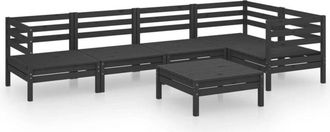 vidaXL Salon de jardin 6 pcs Bois de pin massif Noir vidaXL