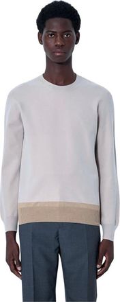 Maison Margiela Homme, Pulls, Beige, Taille: L Fine Knit Crewneck Sweater