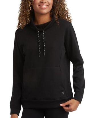 Spyder Sweat-shirt pour femme - Haut athl&eacute;tique &agrave; col montant r&eacute;sistant au vent pour femmes - Chandail en polaire pelucheuse pour femmes, noir, Large