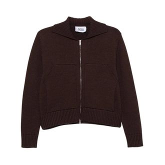 Alpha Studio Gerippter Rei&szlig;verschluss-Strickjacke - - Knitwear - Damen - Braun - L