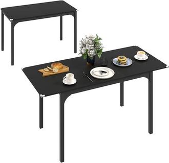 HOMCOM Table &agrave; Manger Pliante, Table Extensible Cuisine rectangulaire jusqu&agrave; 4 &agrave; 6 Personnes, Pieds en Acier, pour Petits espaces, Salle &agrave; Manger, Noir