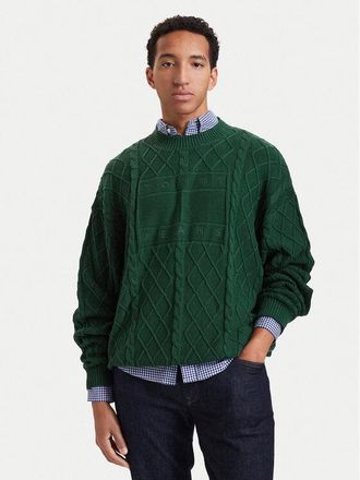 Tommy Jeans Pullover Flag DM0DM23614 Dunkelgr&uuml;n Relaxed Fit