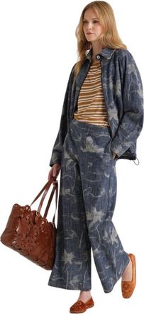 Maliparmi Maliparmi, Femme, Jeans, Bleu, Taille: 44 FR Pantalon en denim &agrave; fleurs