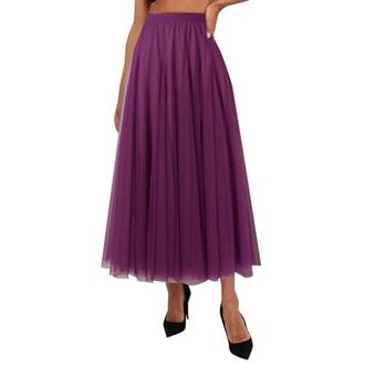 Generic Jupe en maille - Jupe de f&eacute;e - Jupe mi-longue - Jupe de danse - Plage, Or rose, L