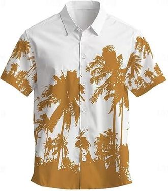 Keephen Palmier Impression 3D Boutonn&eacute;e Chemise pour Femmes Hommes Nouveaut&eacute; Hawaiian Chemises Manches Courtes Plage Aloha Chemise