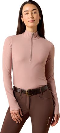 Ariat Womens SolVeil 1/2 Zip Baselayer Top Long Sleeve in Antler, Size 2X-Small, by Ariat