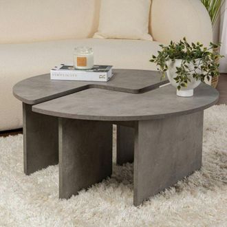Pier Import Pier Import - Table basse ronde effet béton - design puzzle marfa