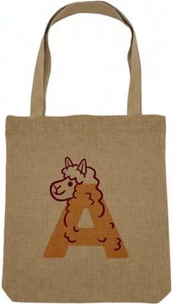 Fabulous Sac Shopping Tote Bag Aspect Lin - A Alpaca Letter First Name Animals Drawing Child - Sac de Courses Toile Epaisse 360g Beige Naturel Cabas Port&eacute; Epau