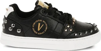 Versace baskets en cuir &agrave; d&eacute;tails de clous - Noir