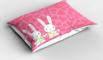 Abakuhaus Hase Kissenbezug, Zu zweit Hasen in Romantik, Dekorativer Standard King Size Gedruckter Kissenbezug, 80 x 40 cm, Mehrfarbig