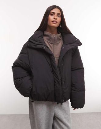 Weekday manteau puffer oversize &agrave; col montant noir