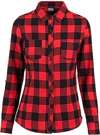 Urban Classics Femme Ladies Turnup Checked Flanell Shirt Chemise, Multicolore (Blk/Red 44), S EU