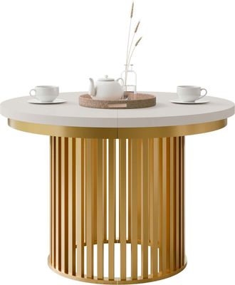 Mirjan24 Ausziehbarer Tisch Kogolo 100, Runder Esszimmertisch f&uuml;r 2-4 Personen, Beine aus Buchenholz, Praktischer Tisch f&uuml;r K&uuml;che, Geeignet f&uuml;r Wohnzimmer (Cas