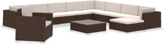 vidaXL 12-tlg. Garten-Lounge-Set mit Auflagen Poly Rattan Braun Vidaxl