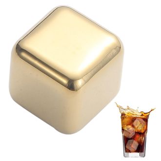 Generico Wiederverwendbare K&uuml;hlsteine aus Edelstahl - Getr&auml;nkek&uuml;hler aus Metall, 3 x 3 cm, nicht verd&uuml;nnende Getr&auml;nke f&uuml;r Whisky, Wodka, Lik&ouml;r, Wein, Kaffee, B