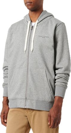 Tommy Hilfiger Herren Hoodie mit Rei&szlig;verschluss Logo Fur Lined mit Taschen, Grau (Medium Grey Heather), XXL