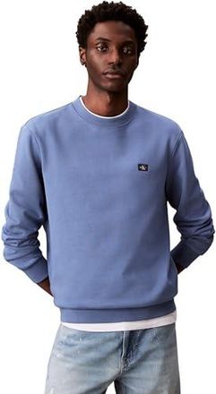 Calvin Klein Sweat dIntérieur Homme Terry Badge avec Col Ras-du-Cou, Bleu (Dull Nile Blue), XL