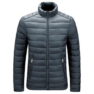 Generic Veste matelass&eacute;e l&eacute;g&egrave;re et pliable pour homme, manteau dhiver chaud, imperm&eacute;able, coupe-vent, veste dext&eacute;rieur d&eacute;contract&eacute;e, gris, XXL
